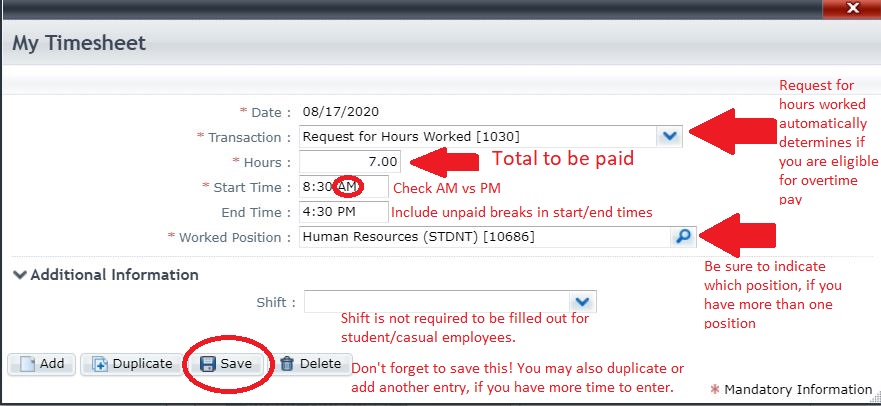 NEW - How to Submit Timesheet hours in VIP - Human Resources - Trent University